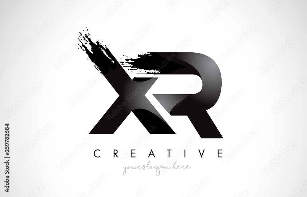 XR Letter Design with Brush Stroke and Modern 3D Look. Stock Vector ...
