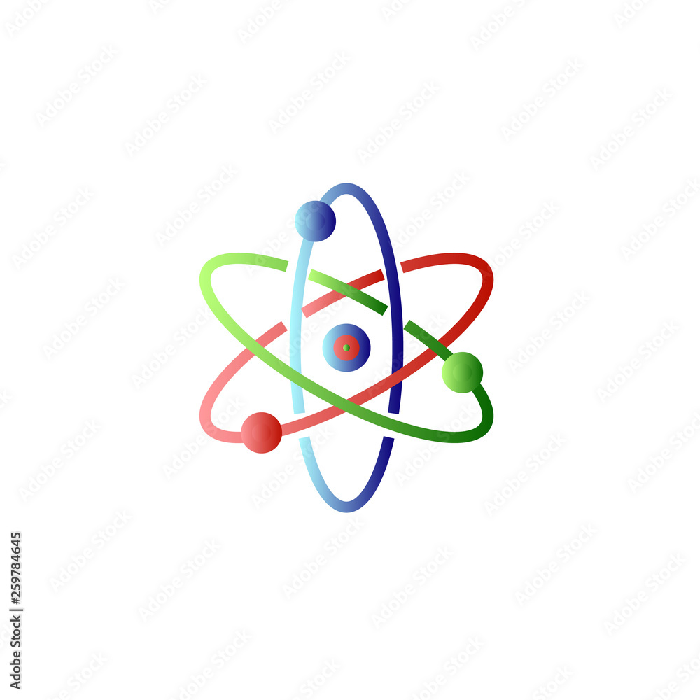 Atomic orbitals vector icon,colorful structure of atom on white ...