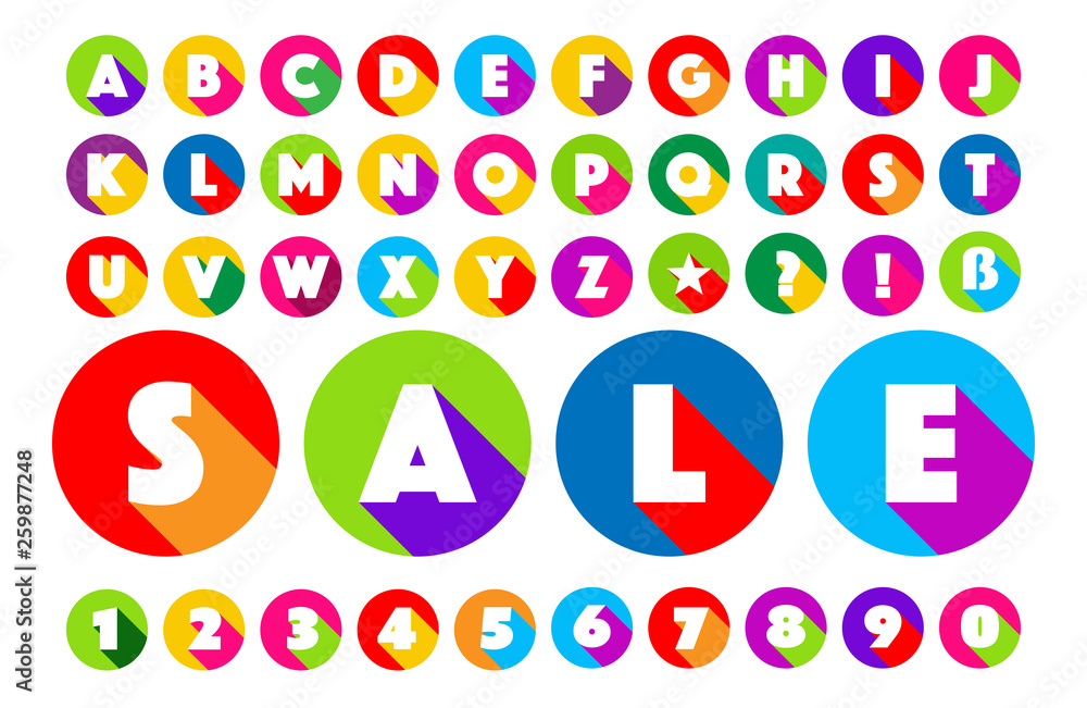 Lettres de l'alphabet et chiffres dans cercles bicolores Stock Vector ...