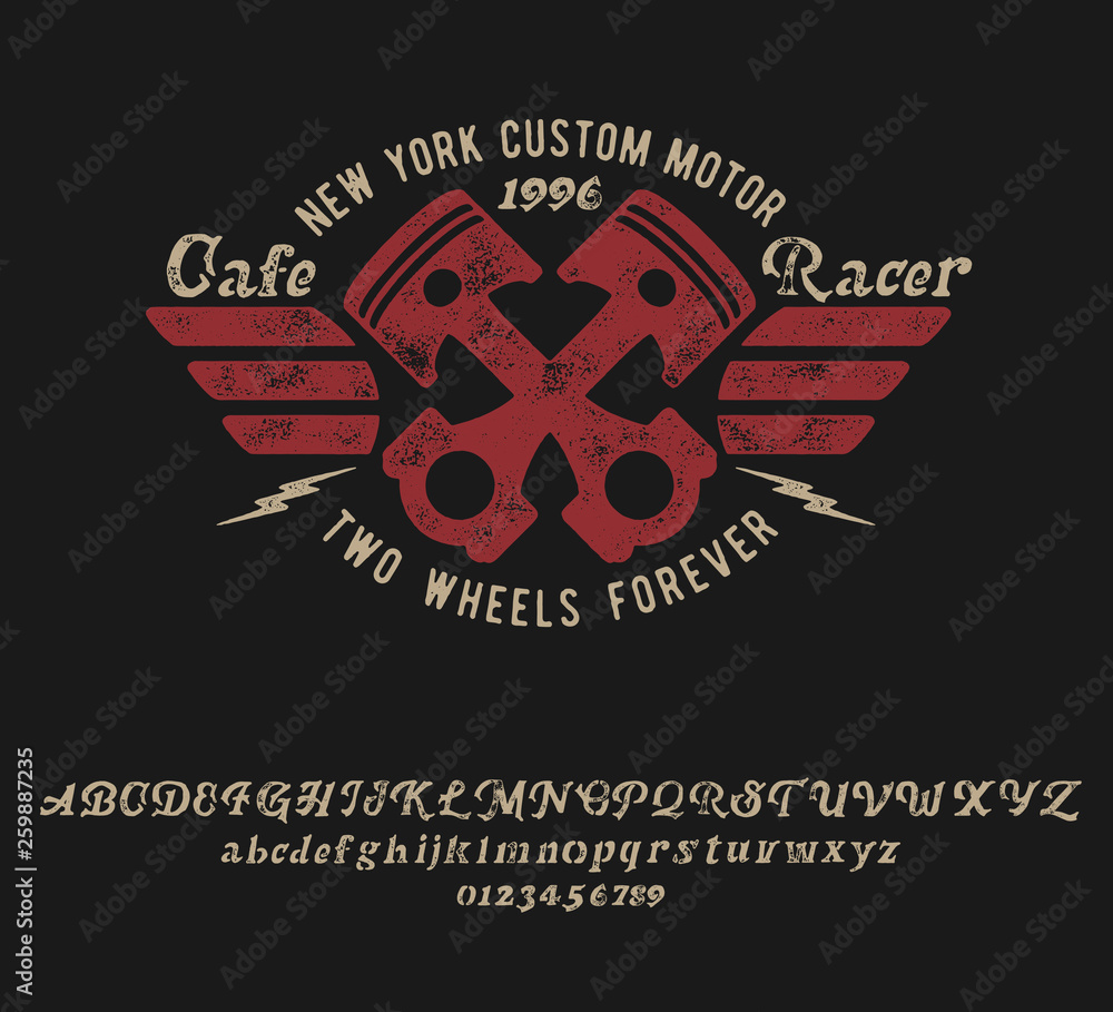 Cafe Racer. Handmade script font. Vintage typeface. Custom motor ...