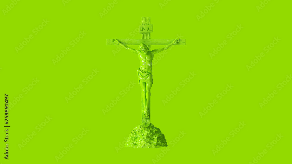 Green Jesus Christ on the Cross with a Crown of Thorns Jesus of ...