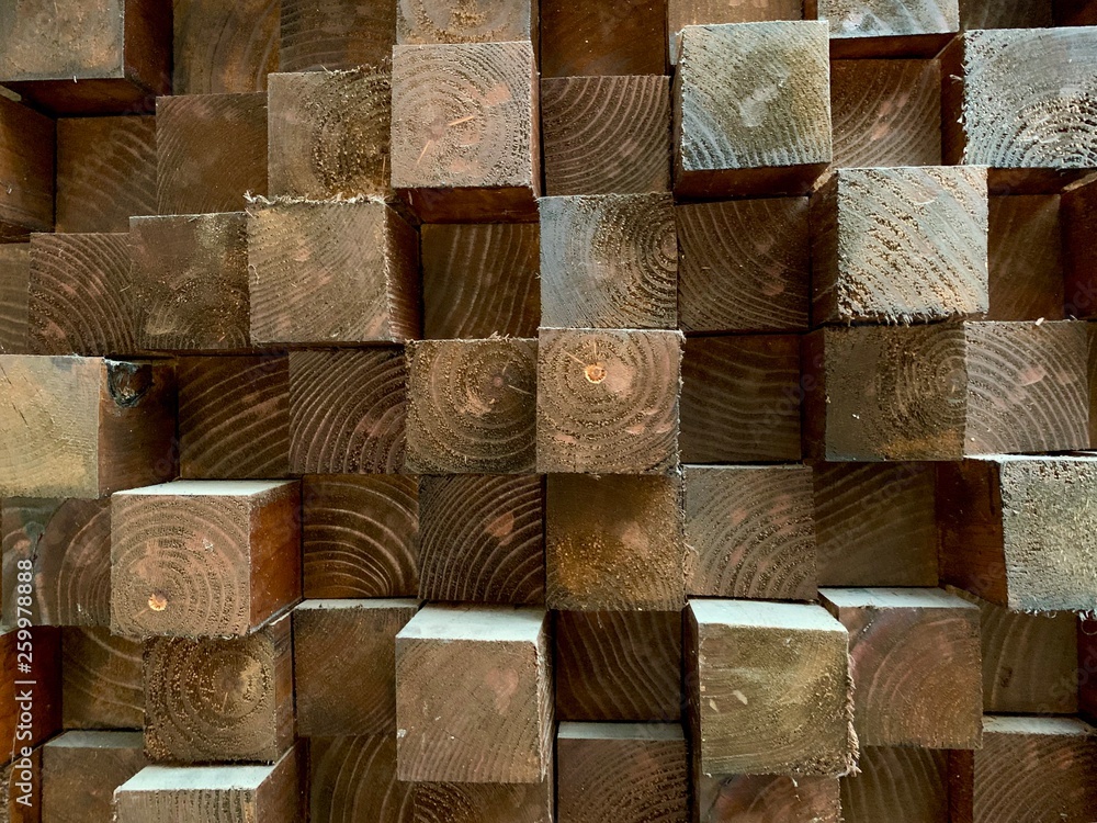 Fondo y textura de pared de cortes de madera en diferentes tamaños ...