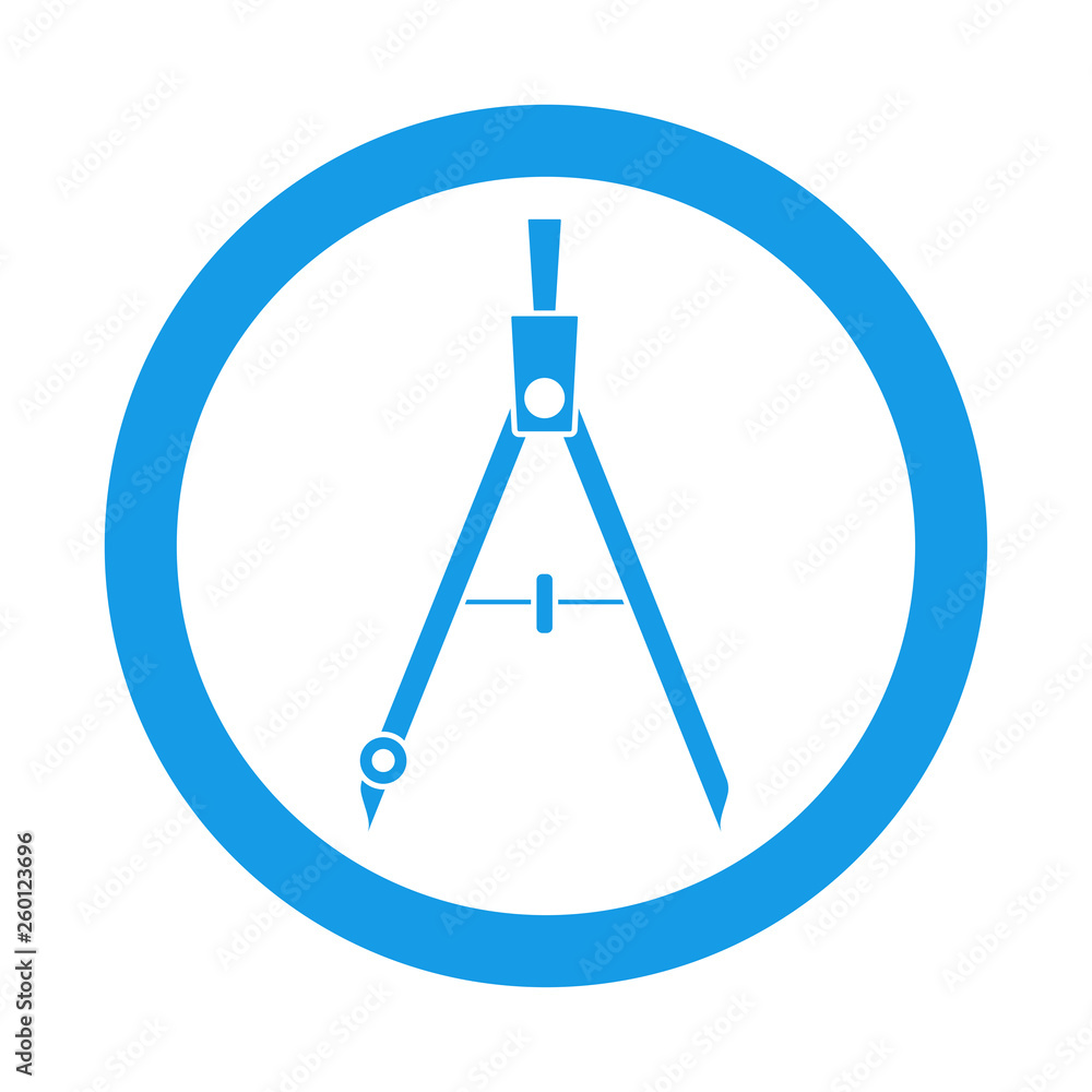 Icono plano compás en círculo color azul Stock Illustration | Adobe Stock