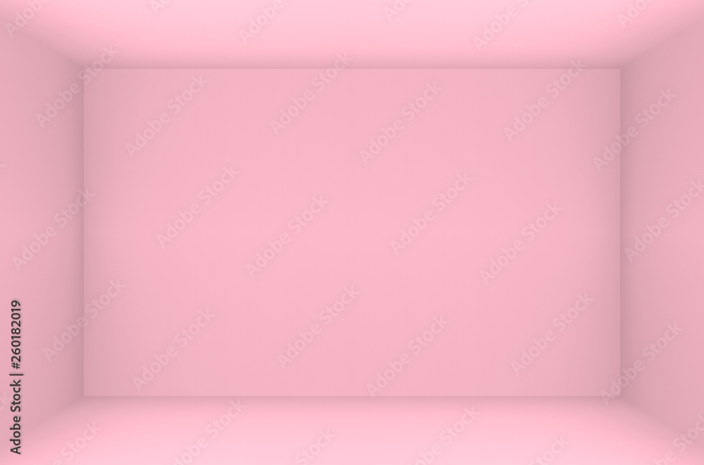 3d rendering. empty Sweet Pink color rectangle cube box corner wall ...