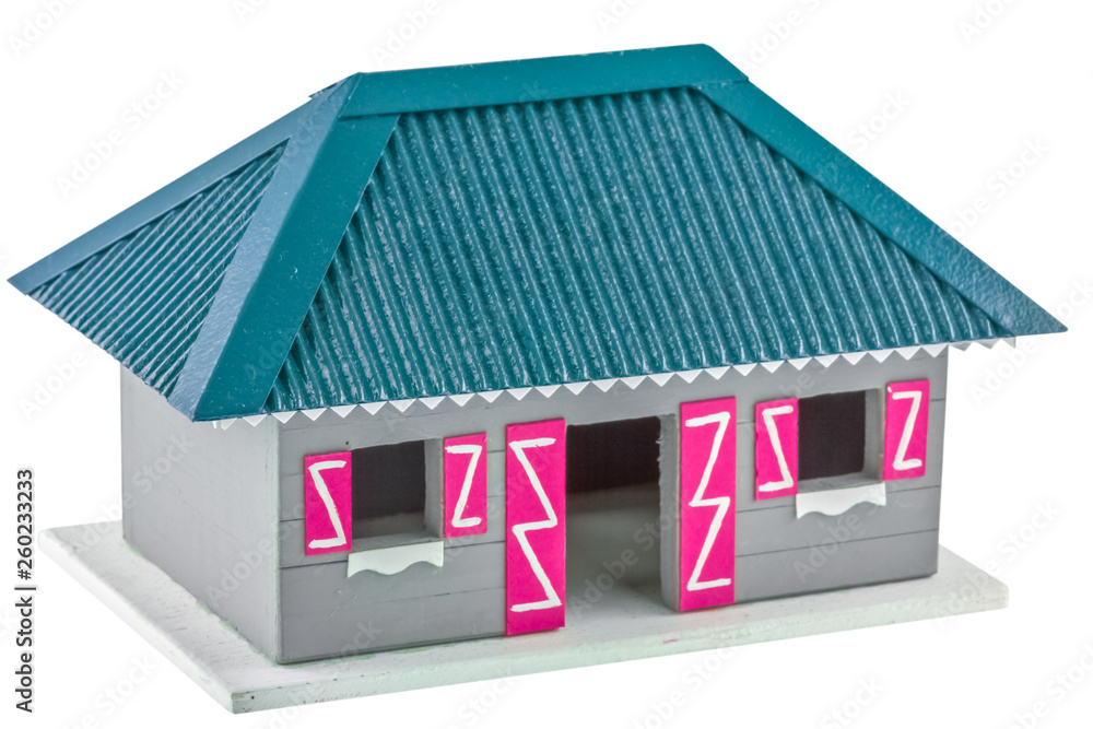 Maquette de case créole en bois sous tôle typique, Réunion Stock Photo ...