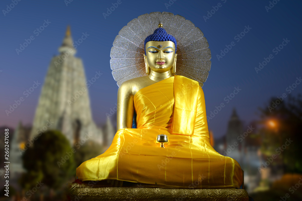 Beautiful Buddha statues in Mahabodhi Stupa Bodh Gaya at Bihar District ...
