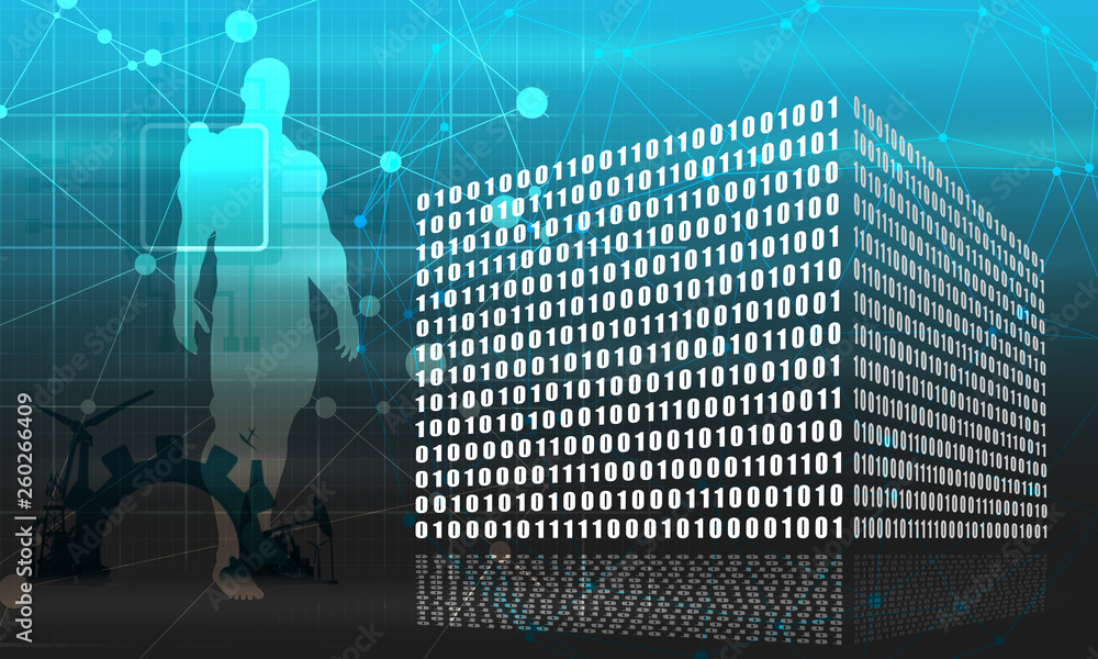 ภาพประกอบ Stock Binary code concept. Algorithm binary, data code ...