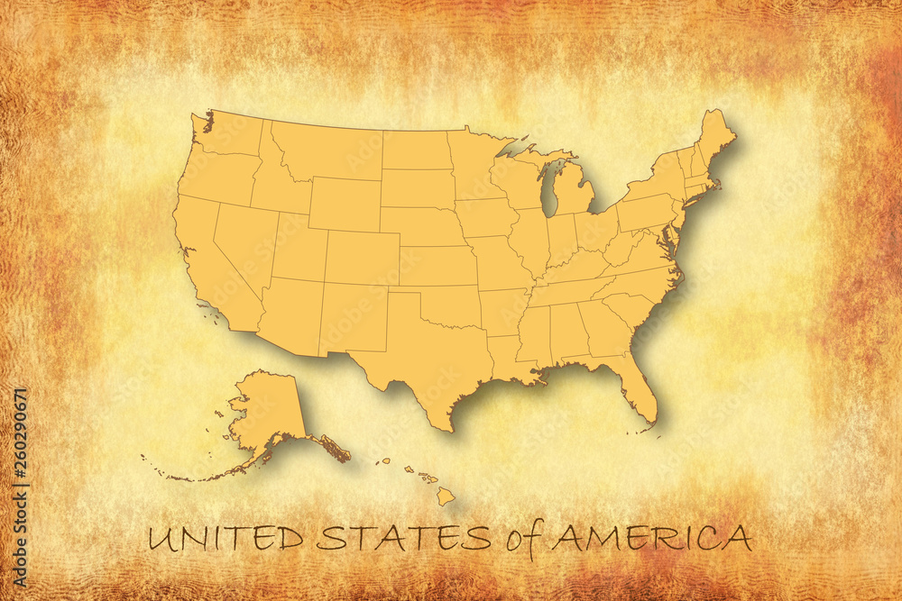 Old vintage style USA map, paper texture background 素材庫相片 | Adobe Stock