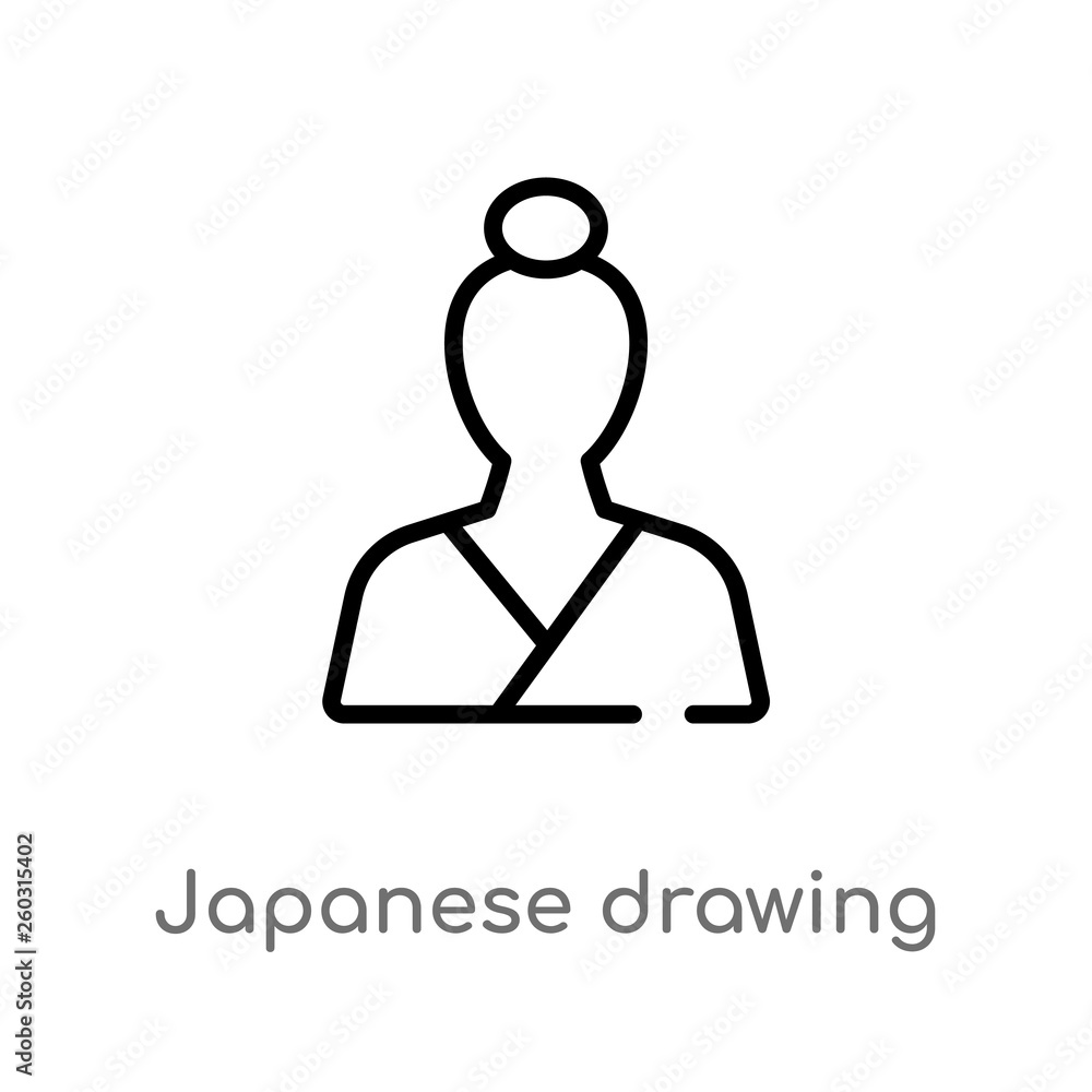 outline japanese drawing vector icon. isolated black simple line ...