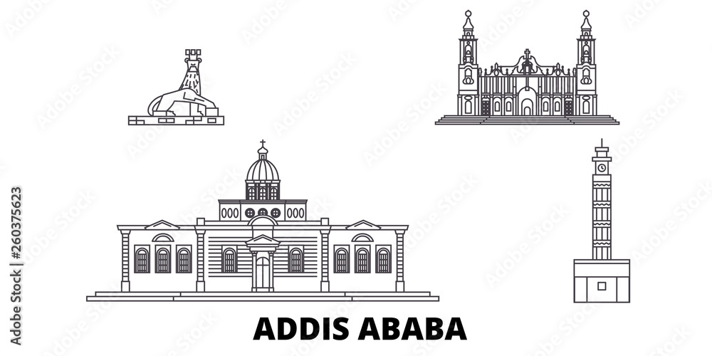 Ethiopia, Addis Ababa flat travel skyline set. Ethiopia, Addis Ababa ...