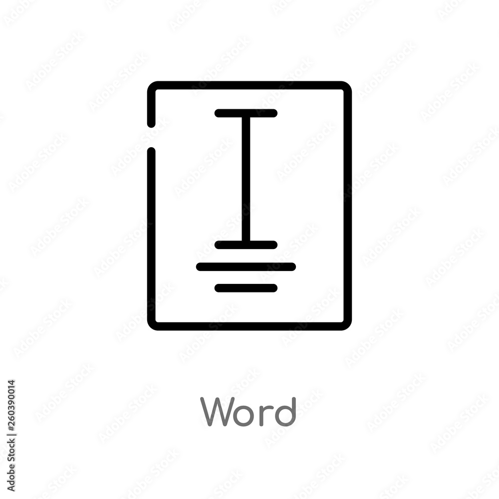 outline word vector icon. isolated black simple line element ...