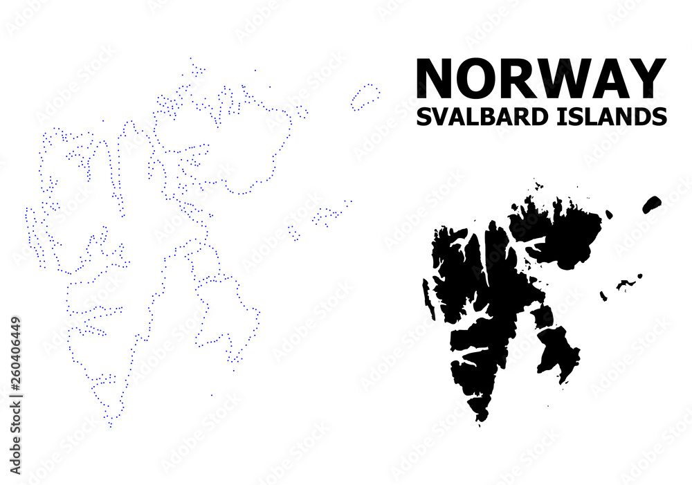 Vector Contour Dotted Map of Svalbard Islands with Caption Stock Vector ...