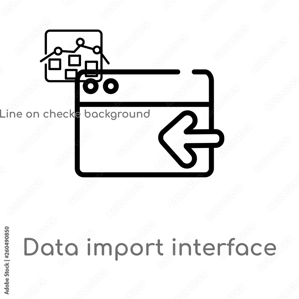 outline data import interface vector icon. isolated black simple line ...