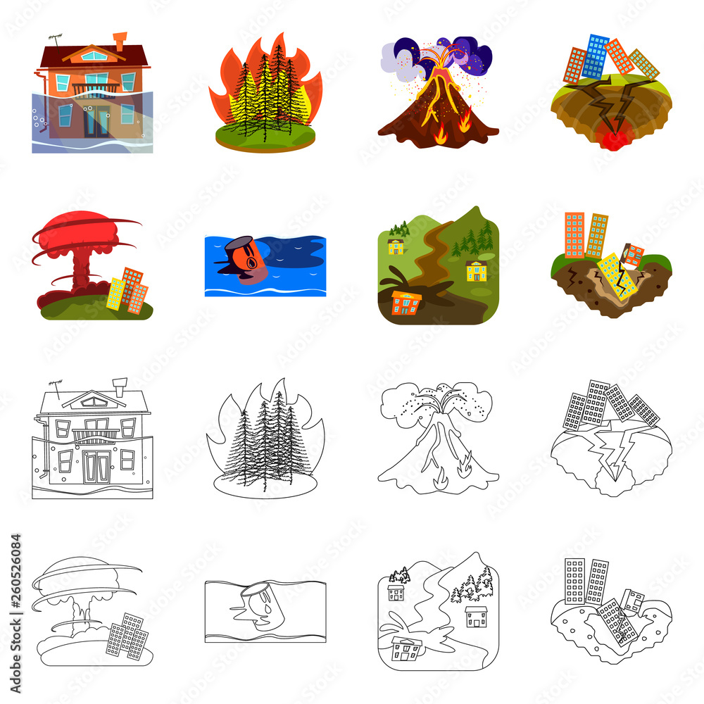 Vector design of weather and distress symbol. Set of weather and crash ...