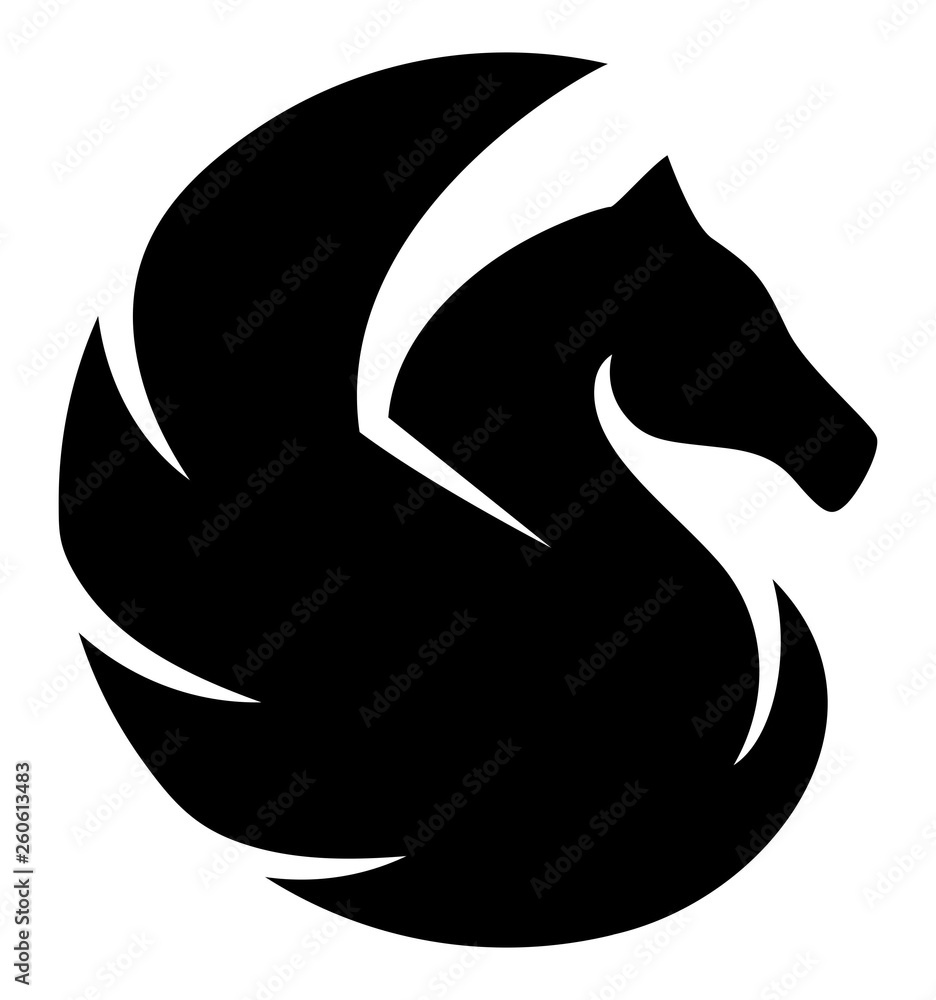 Pegasus black design suitable for icons, logos, symbols and more Stock ...