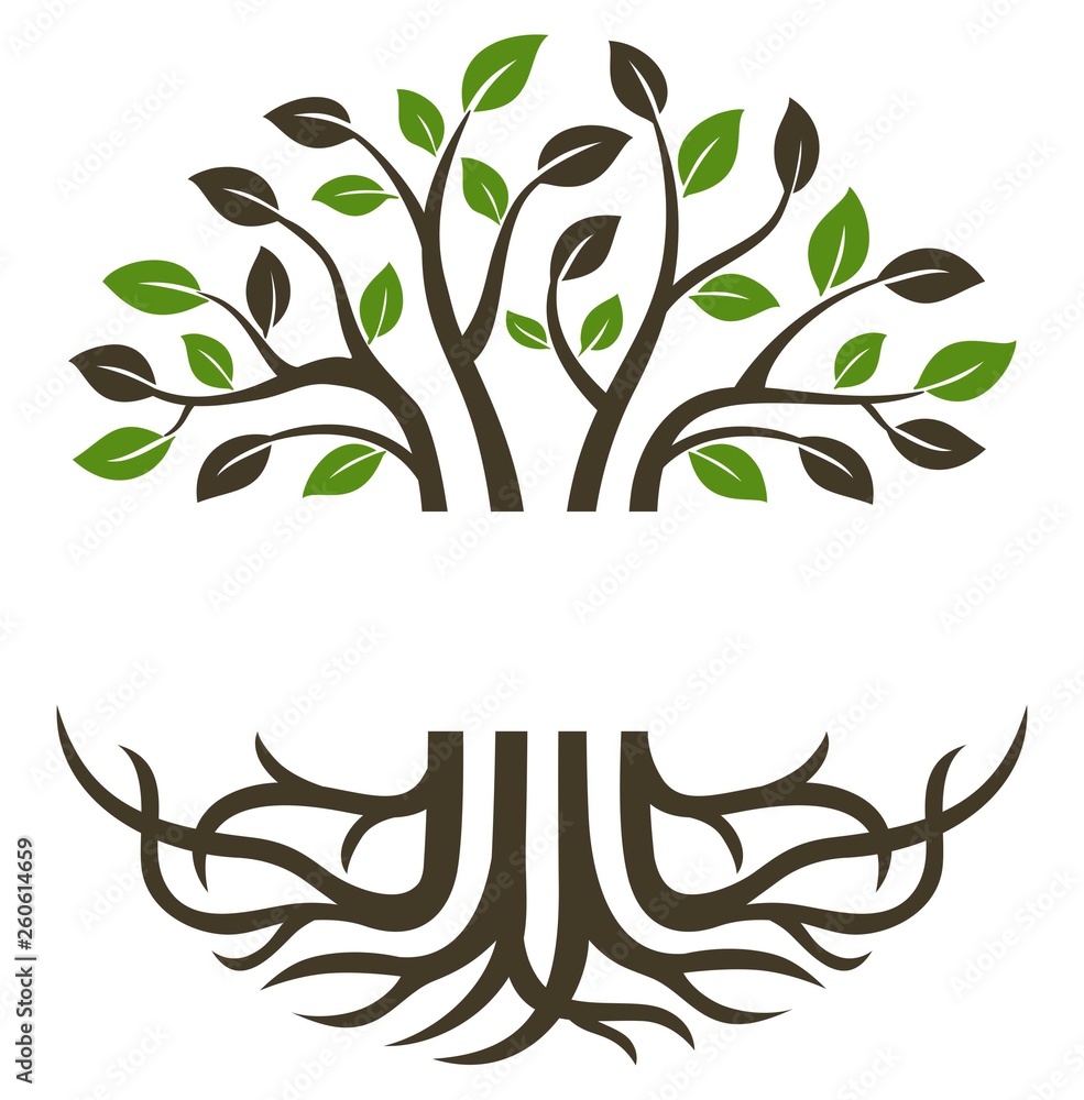 Circular trees and roots suitable for icons, logos, symbols and more ...
