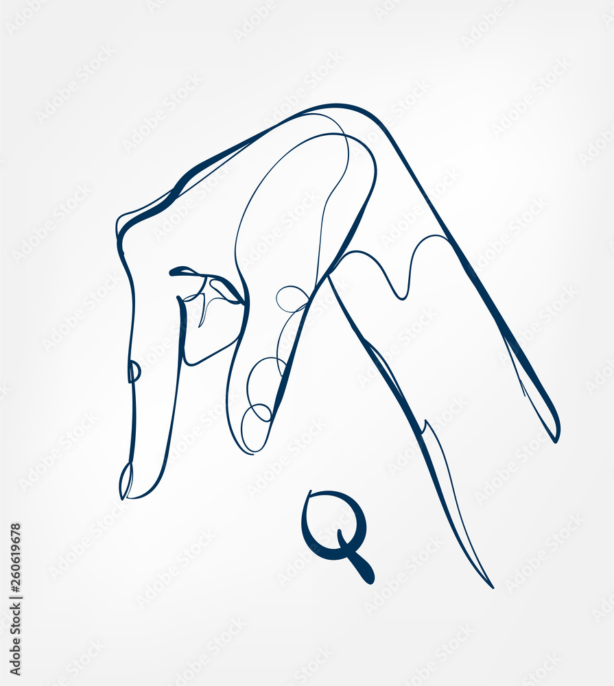 letter hand alphabet sign vector sketch line illustration Stock Vector ...