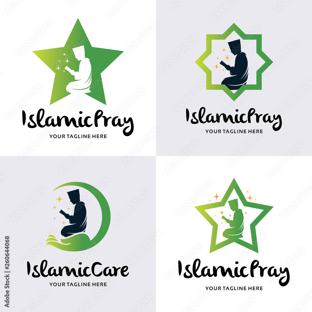 Collection of Islamic Pray Logo Design Template Inspiration Stock ...