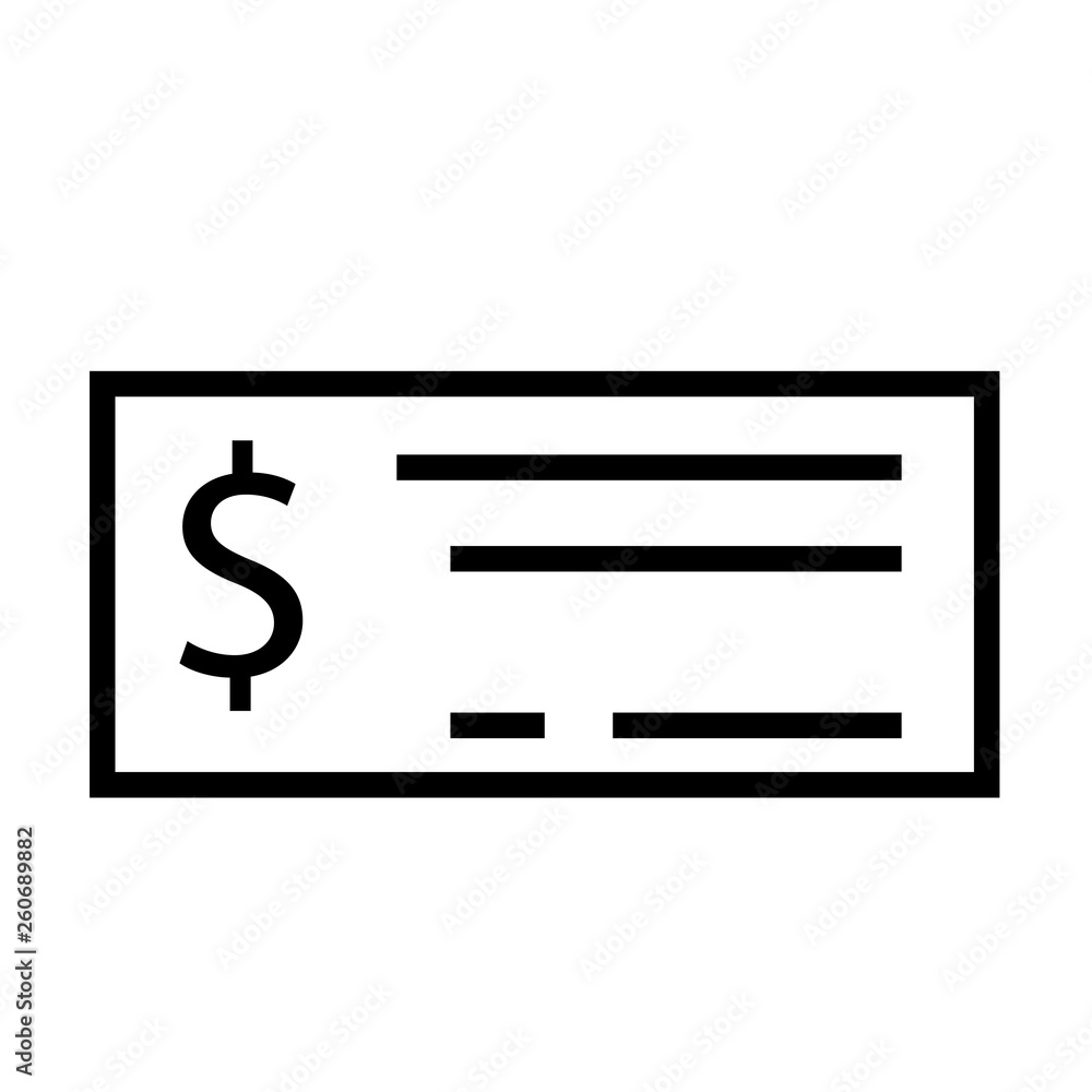 Cheque Deposit outline icon. Clipart image isolated on white background ...