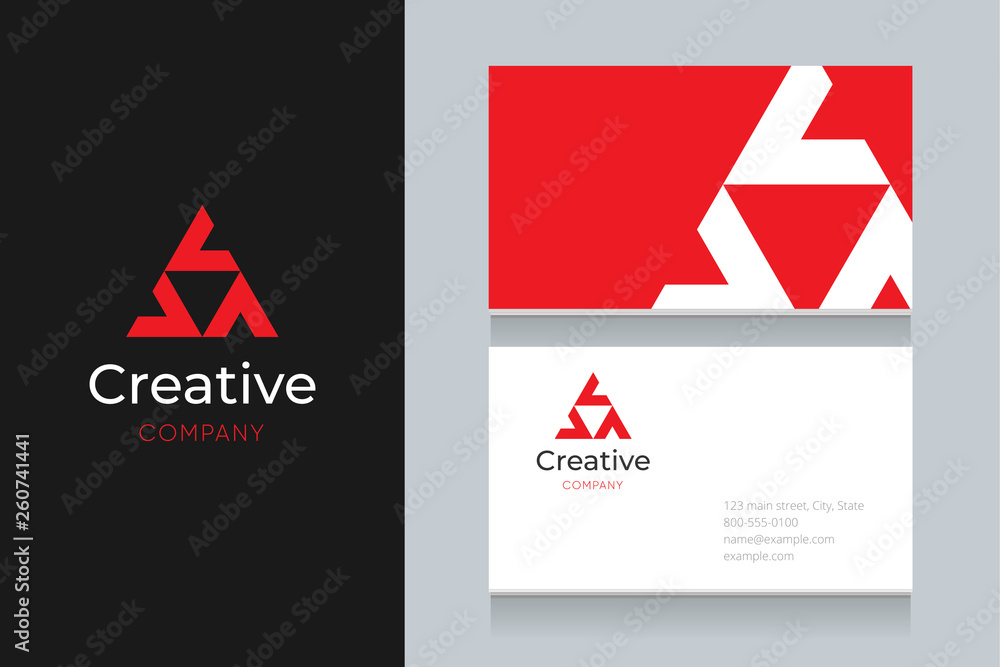 triangle house logo with business card template. Stock Vector | Adobe Stock