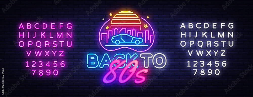 Back to the 80s neon sign vector. 80 s Retro style Design template neon ...