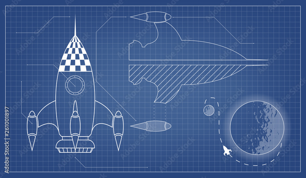 vector blueprint of the spaceship Stock Vector | Adobe Stock