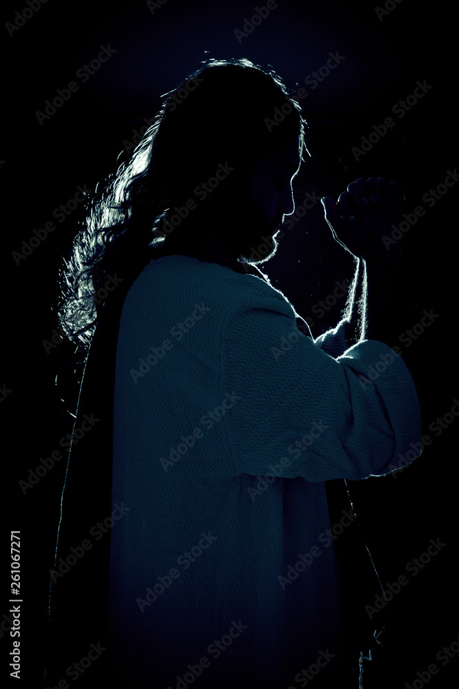 Jesus Christ praying at night Stock Photo | Adobe Stock