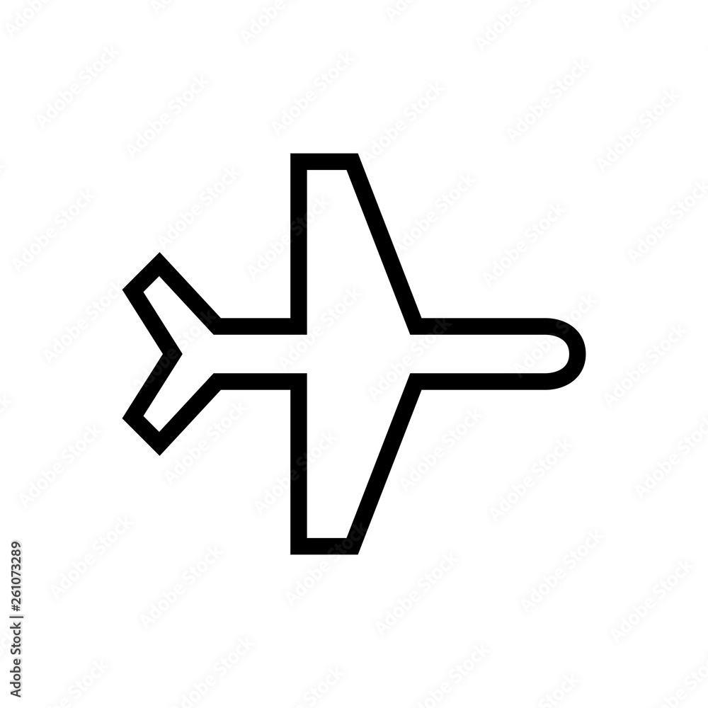 Airplane outline icon. Clipart image isolated on white background Stock ...