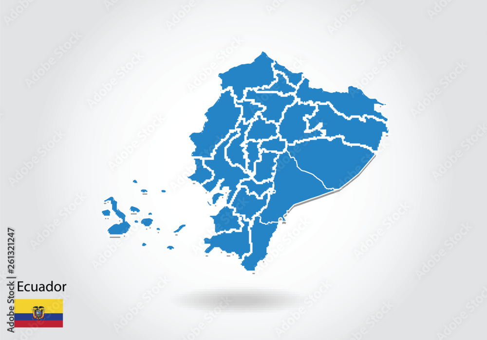 Vector de Stock ecuador map design with 3D style. Blue ecuador map and ...