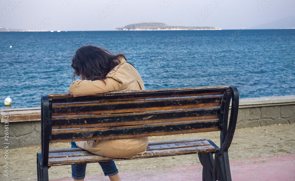 Girl Sitting Alone Sad On Bench