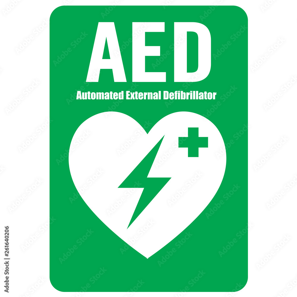 AED,automated external defibrillator / aed sign with heart and ...