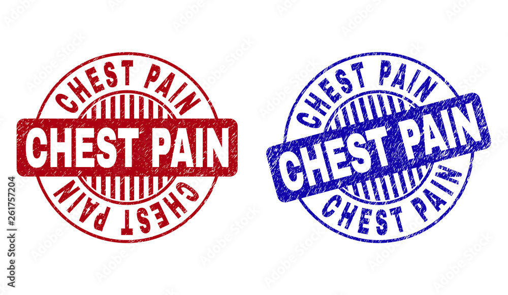 Grunge CHEST PAIN round stamp seals isolated on a white background ...