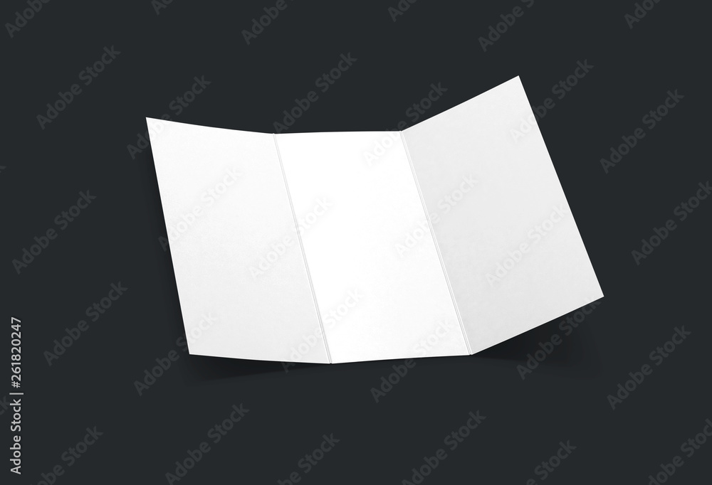 Tri-fold brochure mock-up. Blank brochure white template paper on ...