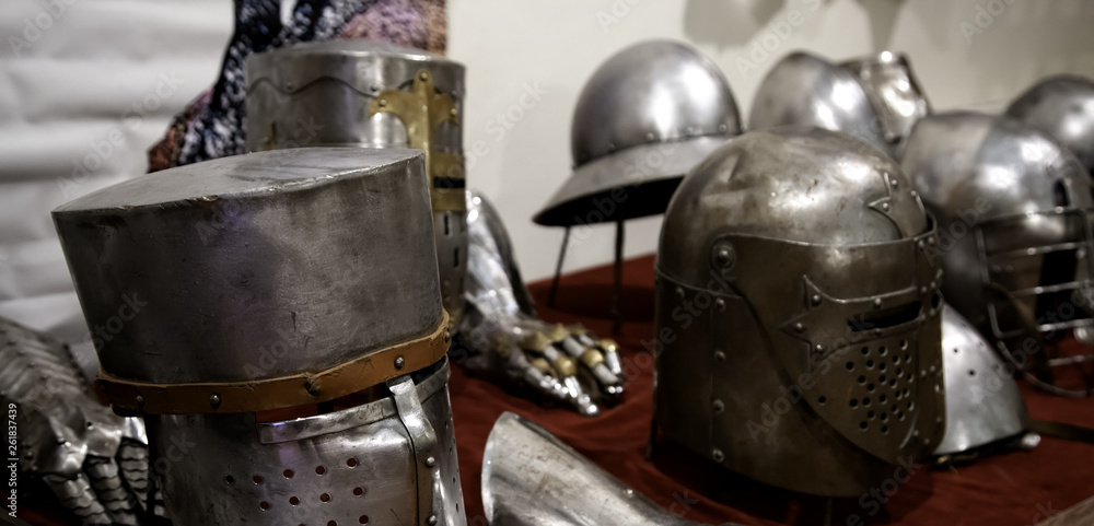 Medieval helmets armor Stock Photo | Adobe Stock