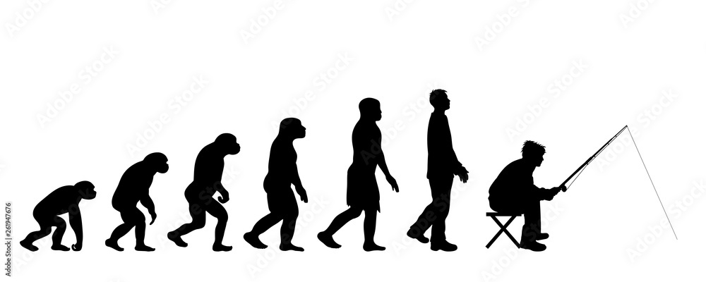 Painted theory of evolution of man. Vector silhouette of homo sapiens ...