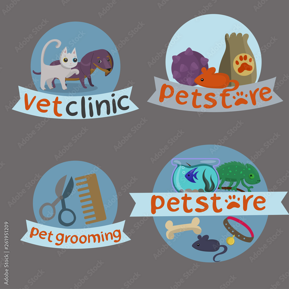Cute vet icon set. Hand drawn icons of pets Stock Vector | Adobe Stock