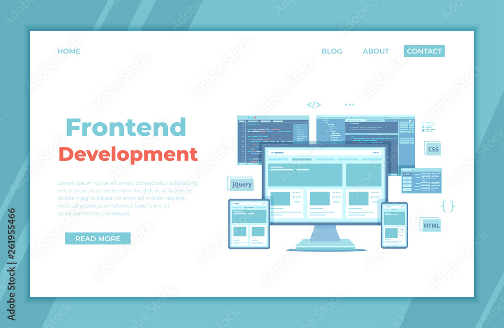 เวกเตอร์ Stock Frontend Development, Creating a site layout, template ...