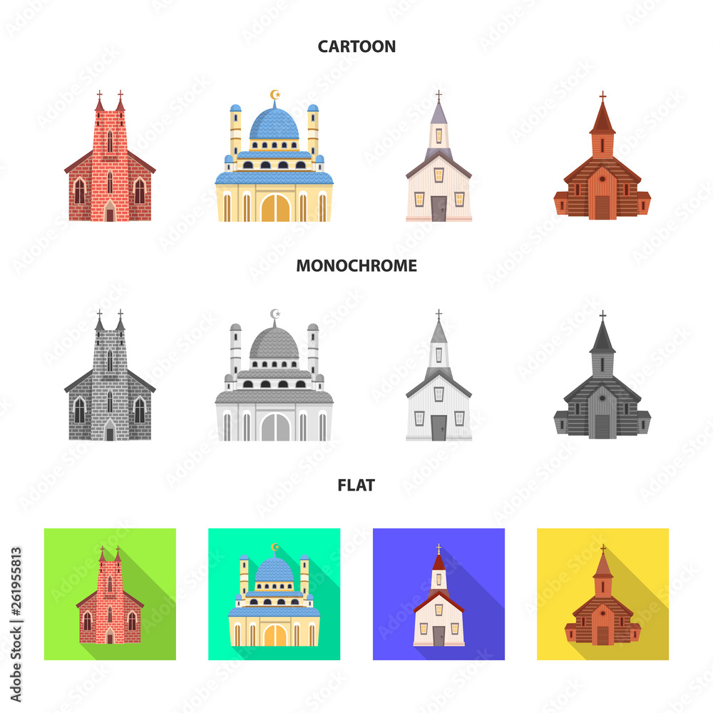 Vector design of cult and temple sign. Set of cult and parish stock ...