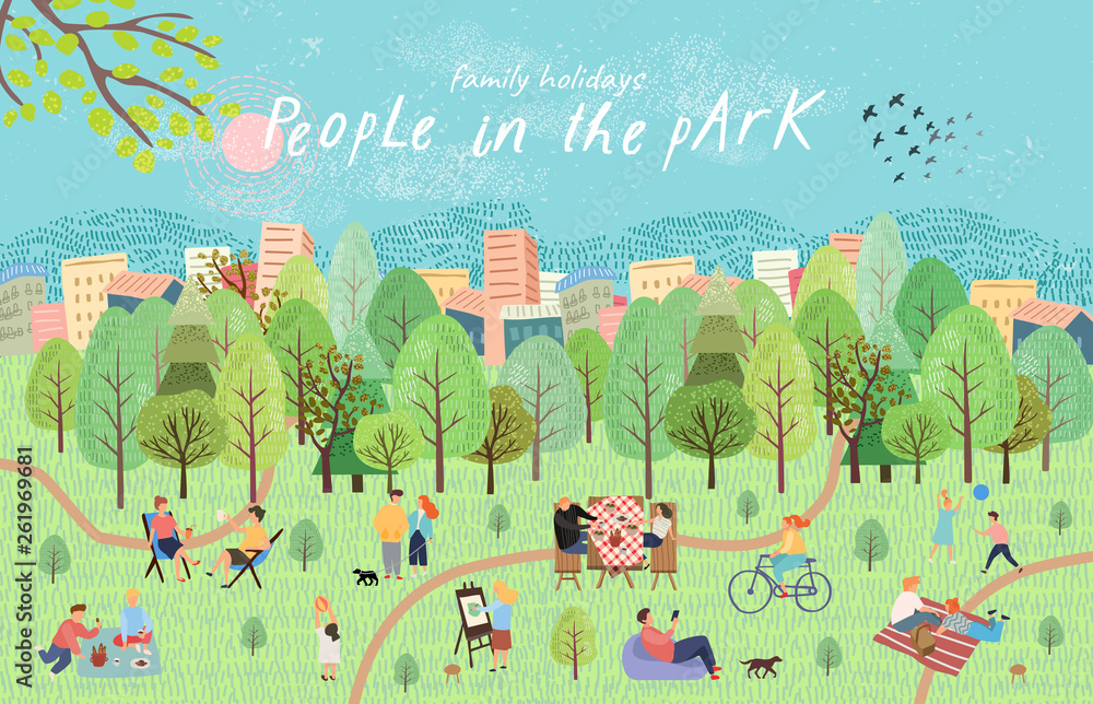park vector drawing