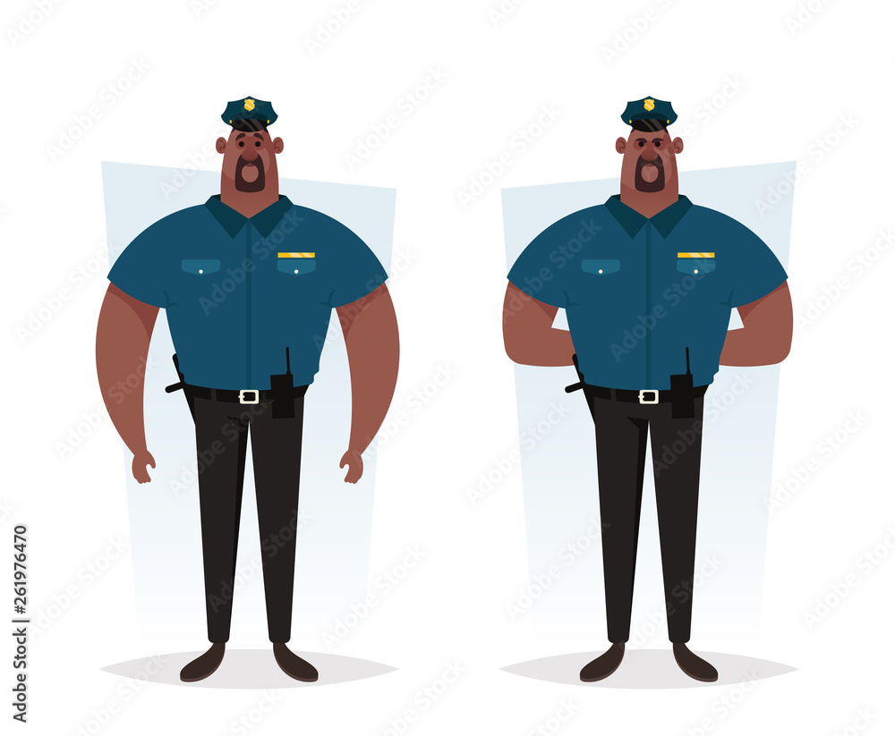 Strong Police Officer. Cartoon Style. Vector Illustration Stock Vector ...