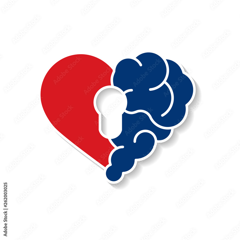 Emotional brain lock security. Broken Heart and Brain with key hall ...