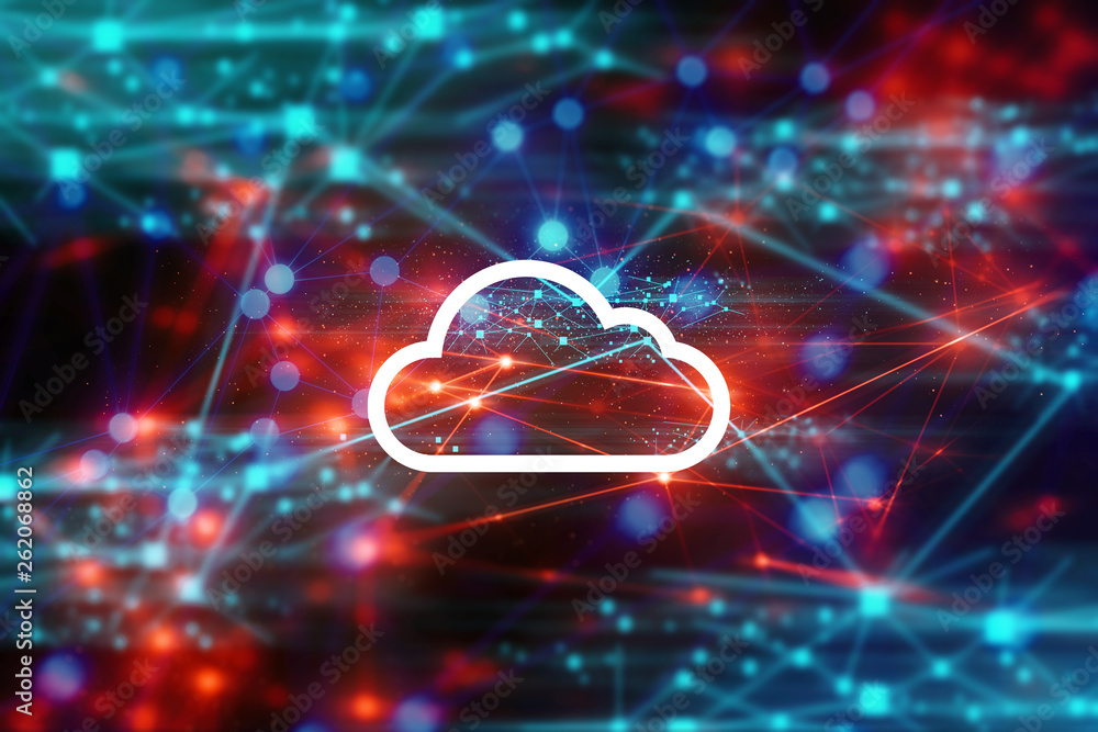 cloud icon ai technology, data deep learning robotic, molecule of ...