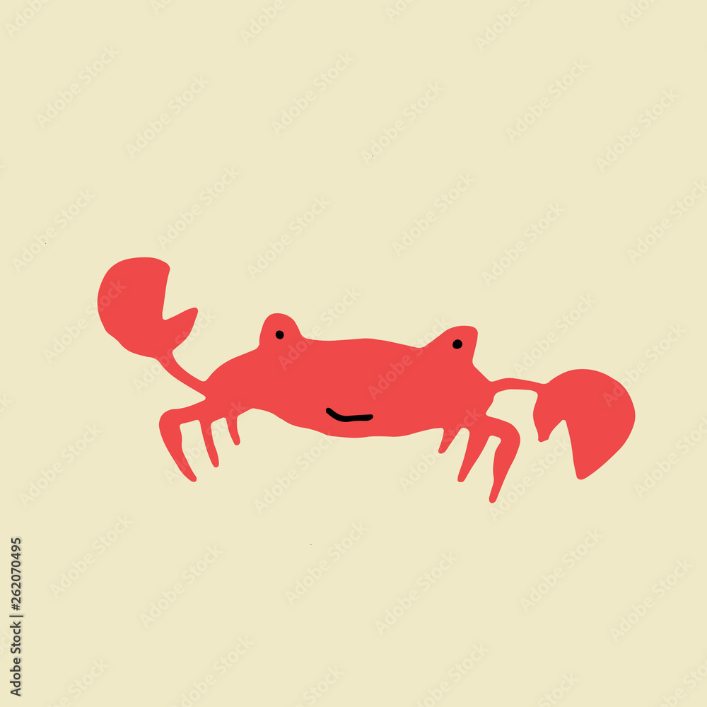 vector hand drawn doodle illustration of happy,smiling crab or crayfish ...