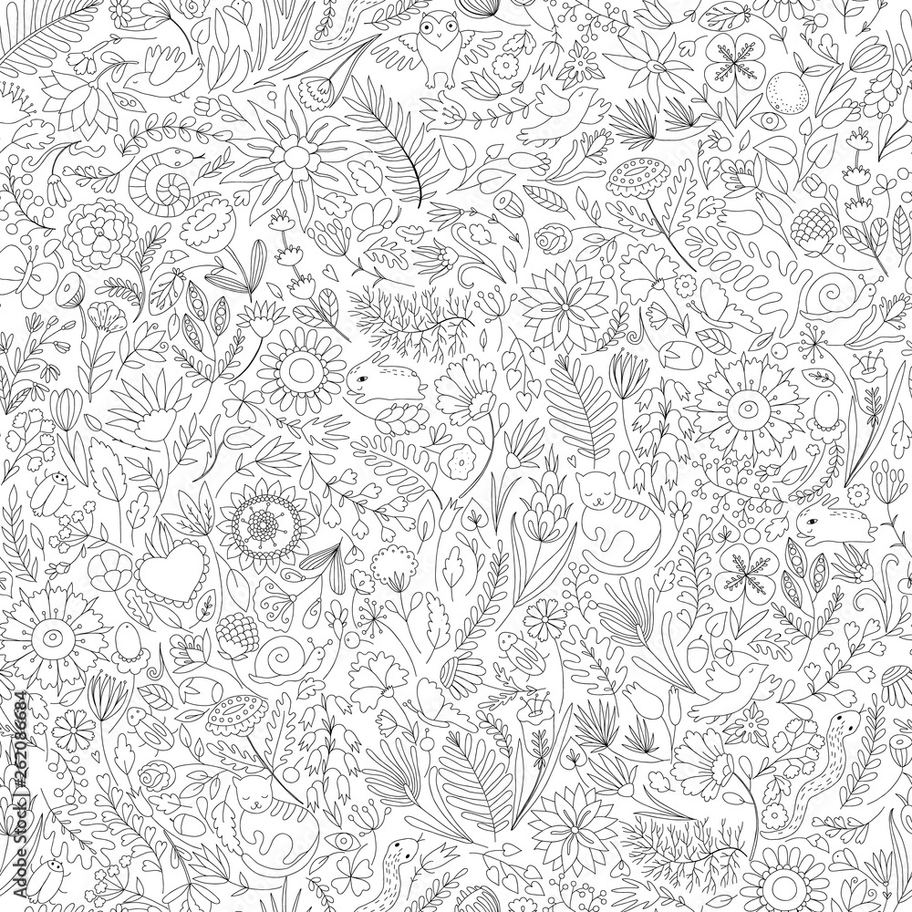 seamless black and white pattern, coloring page Stock Illustration ...