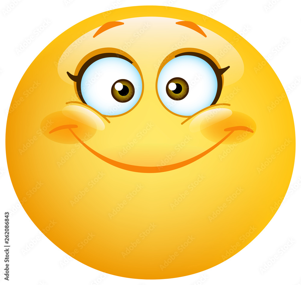 Happy cute female emoticon Stock Vector | Adobe Stock