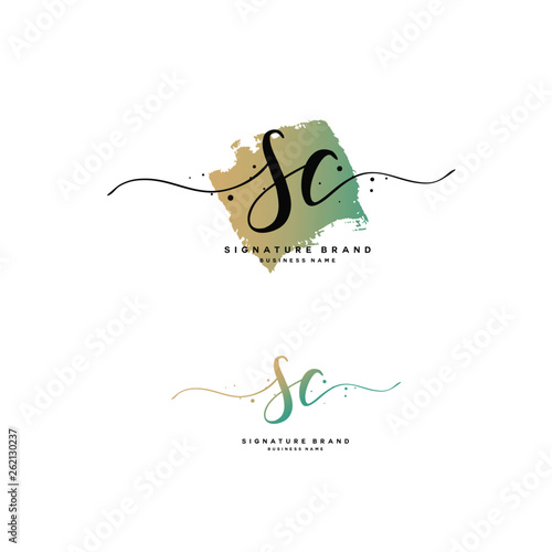 S C SC Initial letter handwriting and signature logo. Stock Vector ...