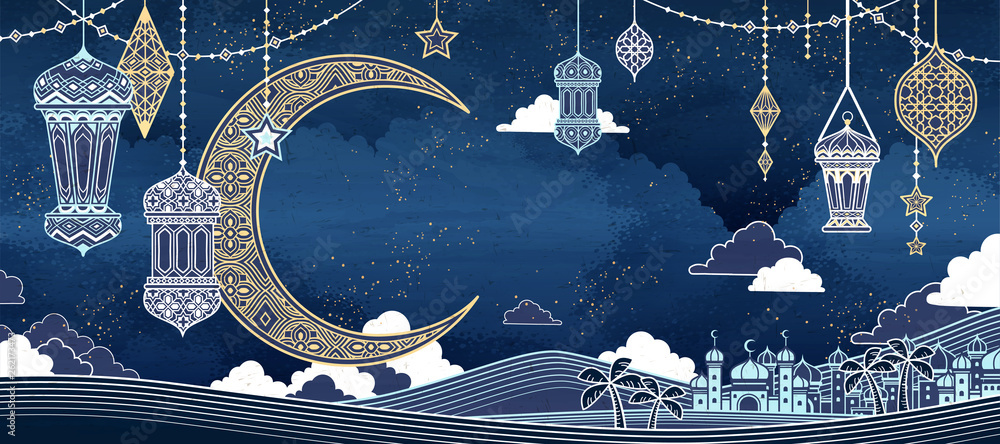 Islamic line style background Stock Vector | Adobe Stock