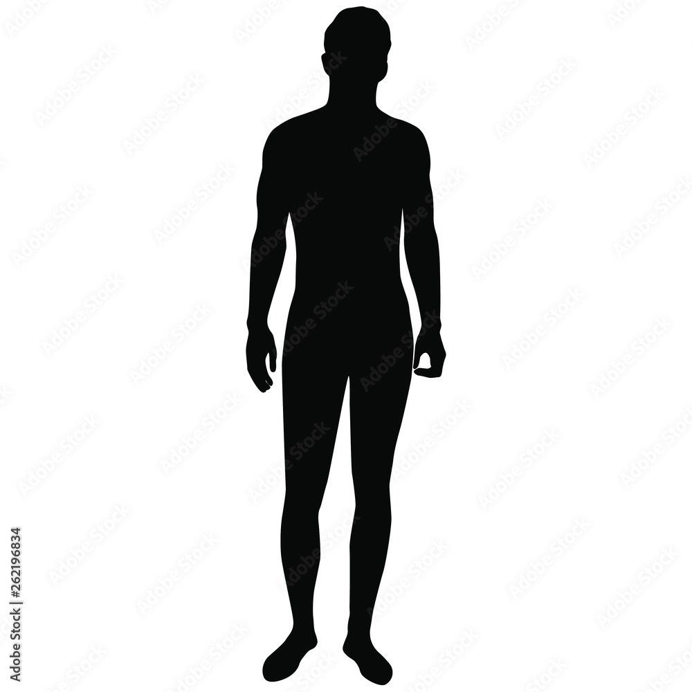 Vector silhouette figure of a man, standing, black color, isolated on white background Stock ...