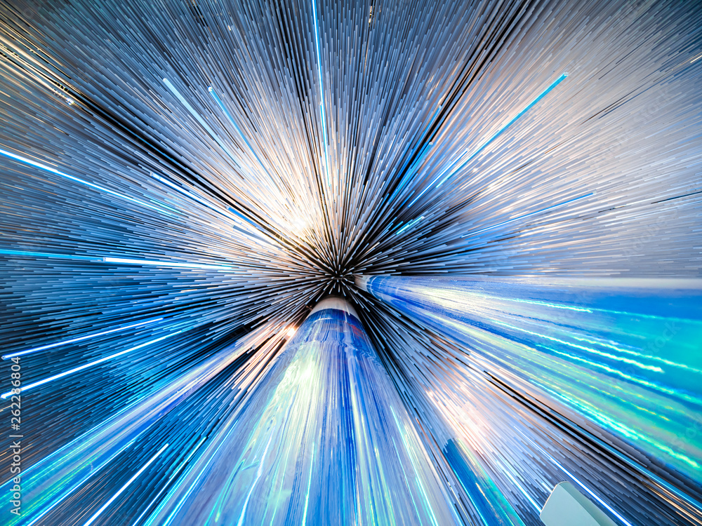 Blue light streaks. Abstract motion background. Colorful neon lines for ...