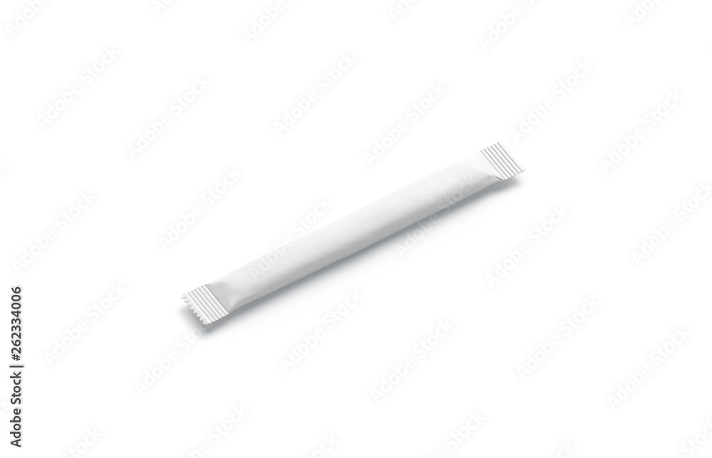 Clear blank white sugar packet mock up, isolated, side view, 3d ...